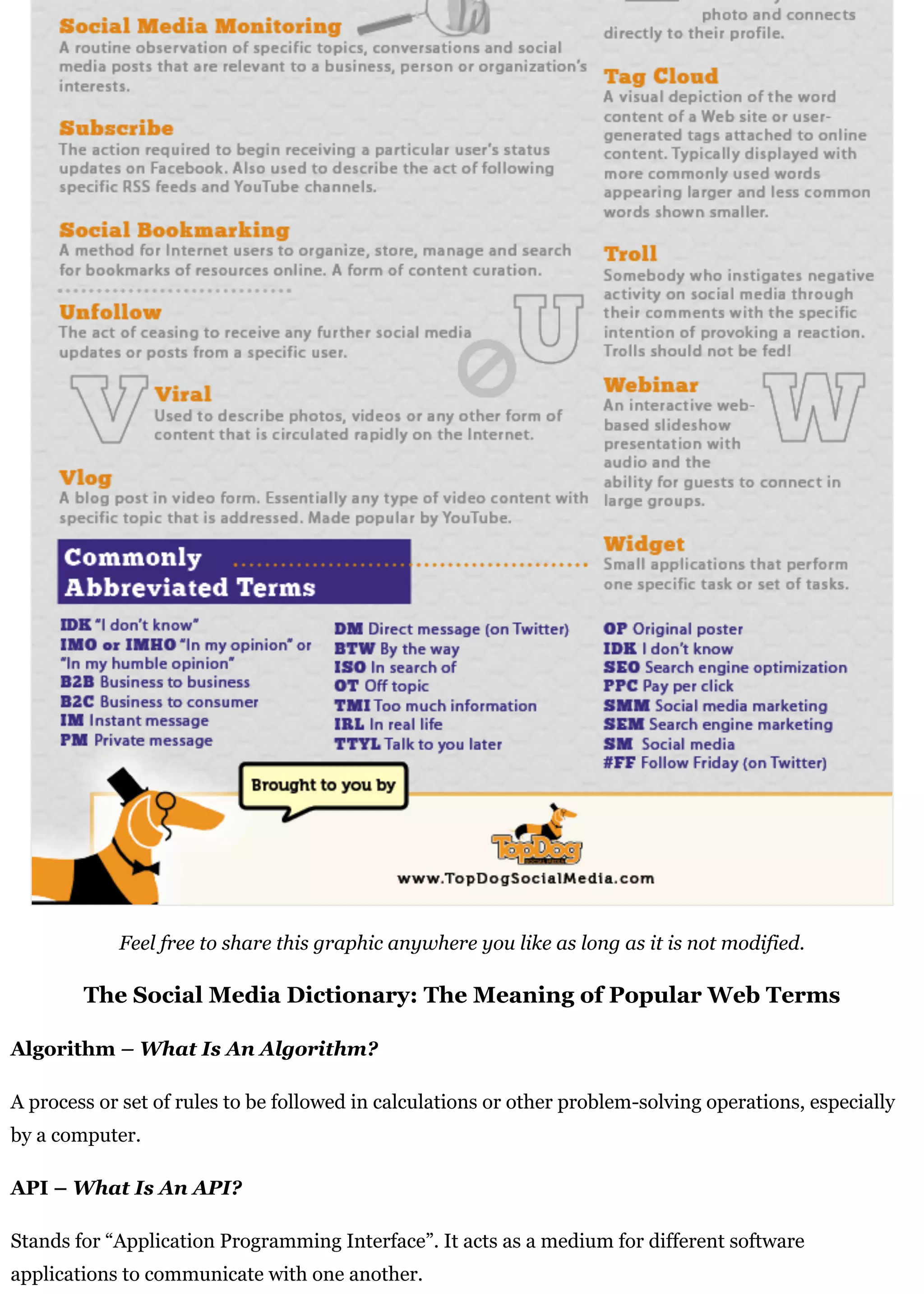 The complete social media dictionary; social media glossary of terms | PDF