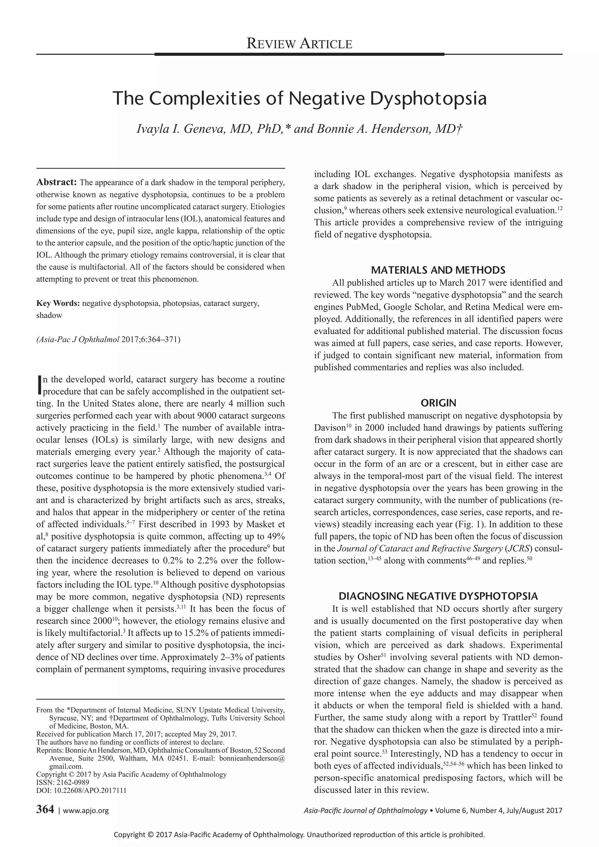 The complexities of negative dysphotopsia | PDF