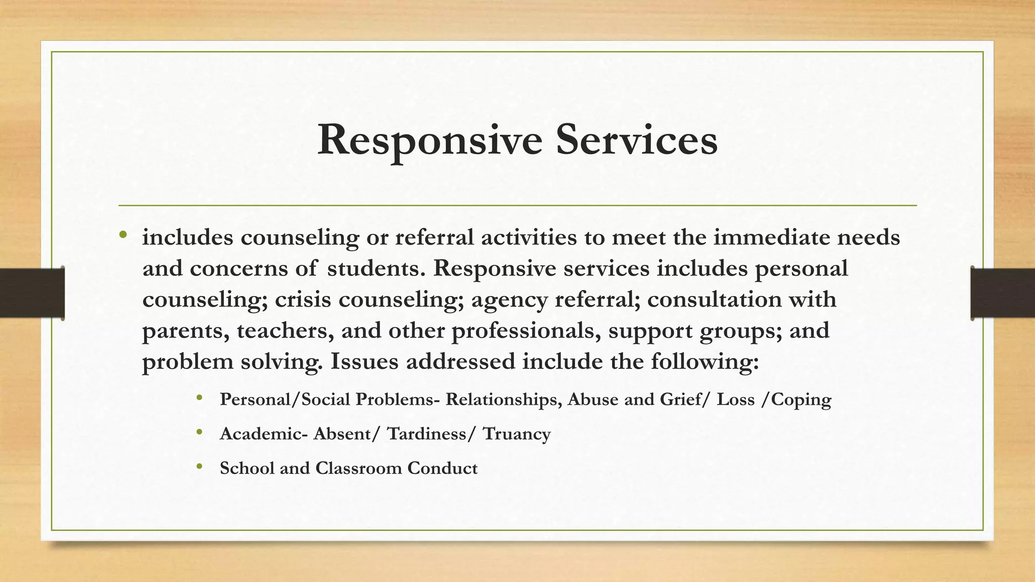 The components of comprehensive counseling | PPTX