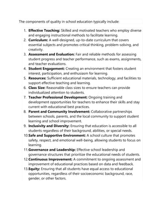 The components of quality in school education typically include.pdf