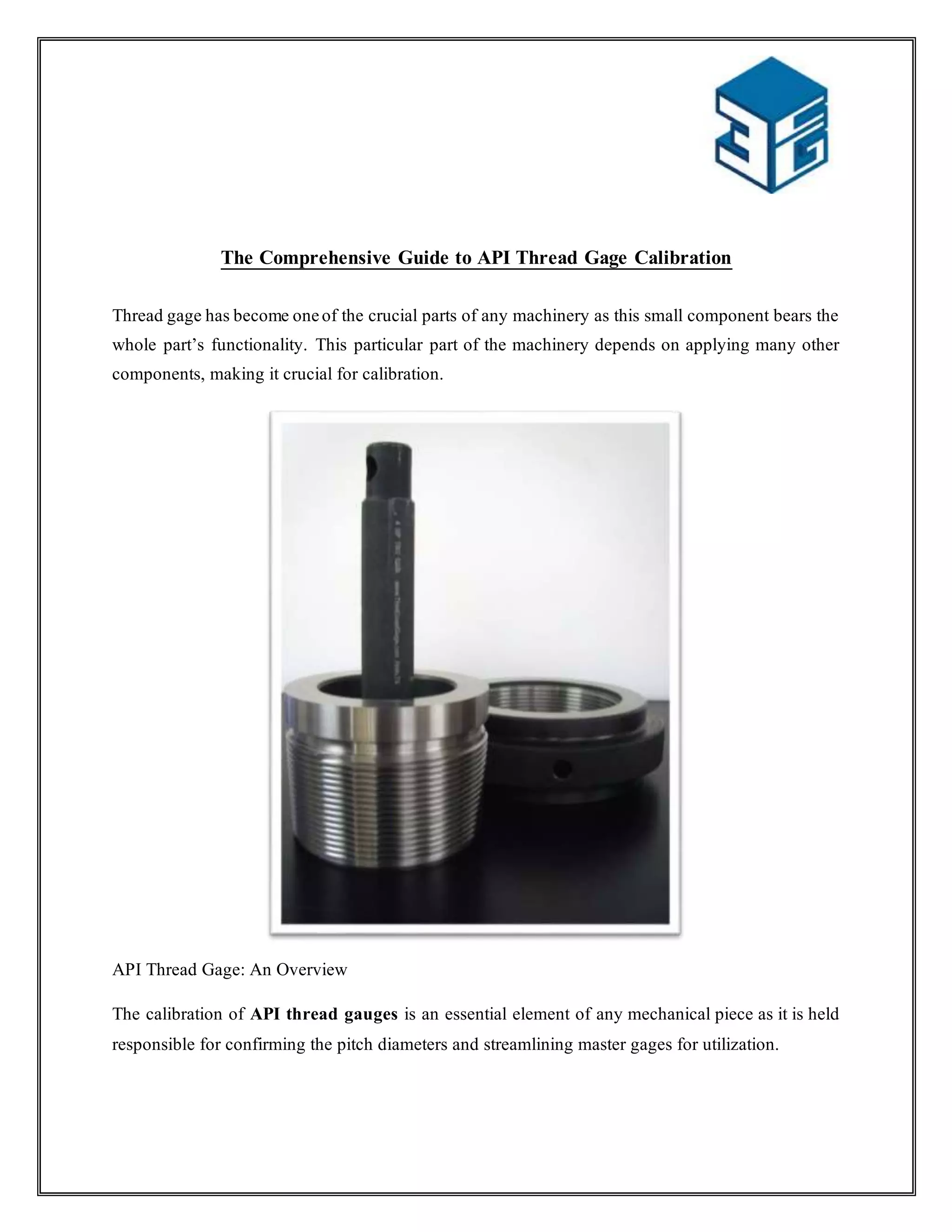 The Comprehensive Guide to API Thread Gage Calibration | DOCX