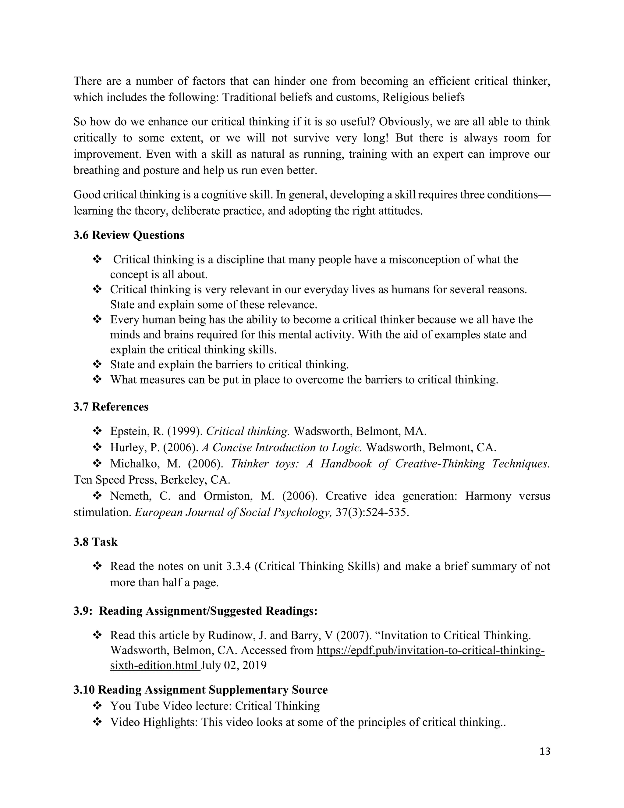 THE CONCEPT OF CRITICAL THINKING | PDF