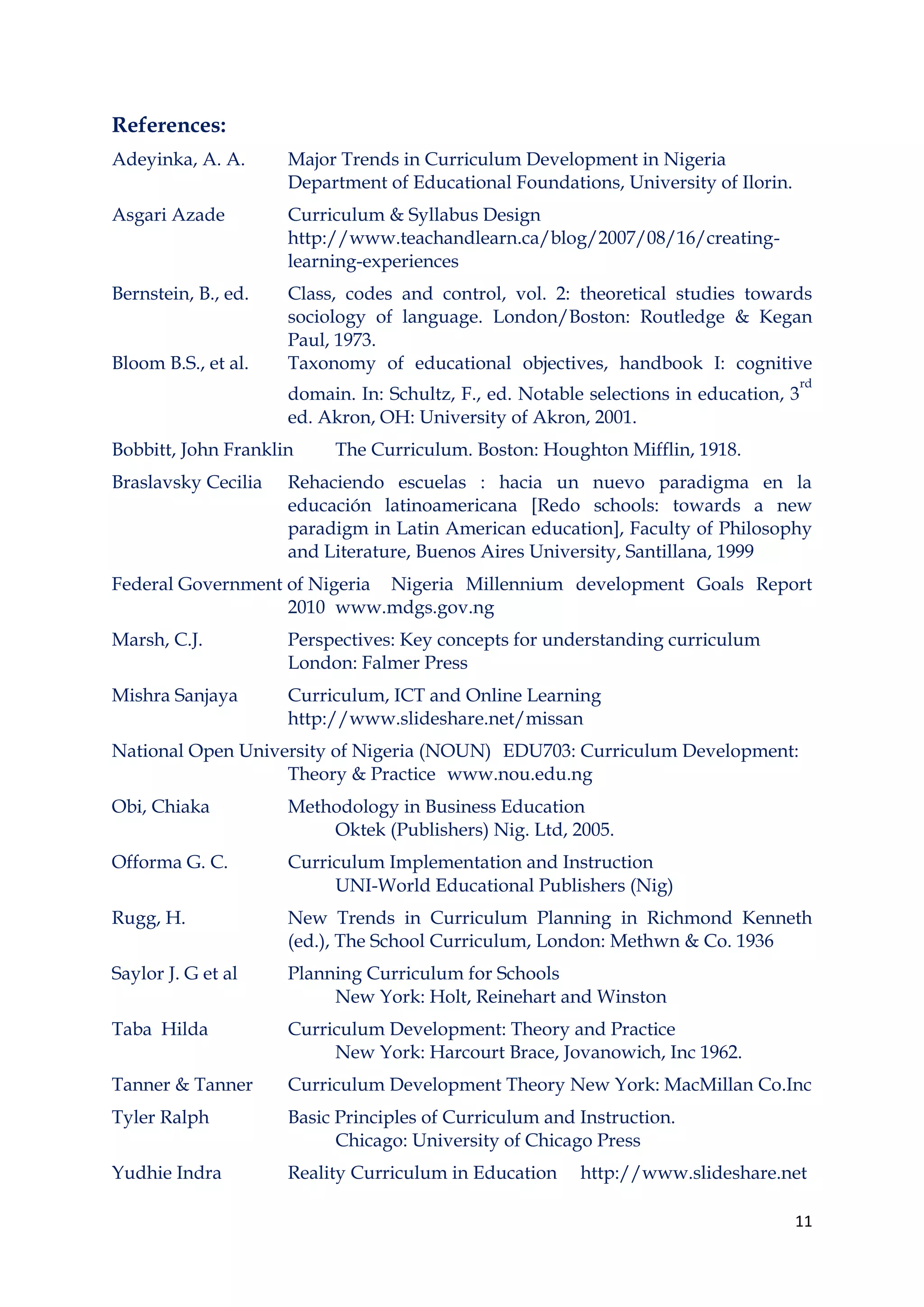 The concept of curriculum | PDF