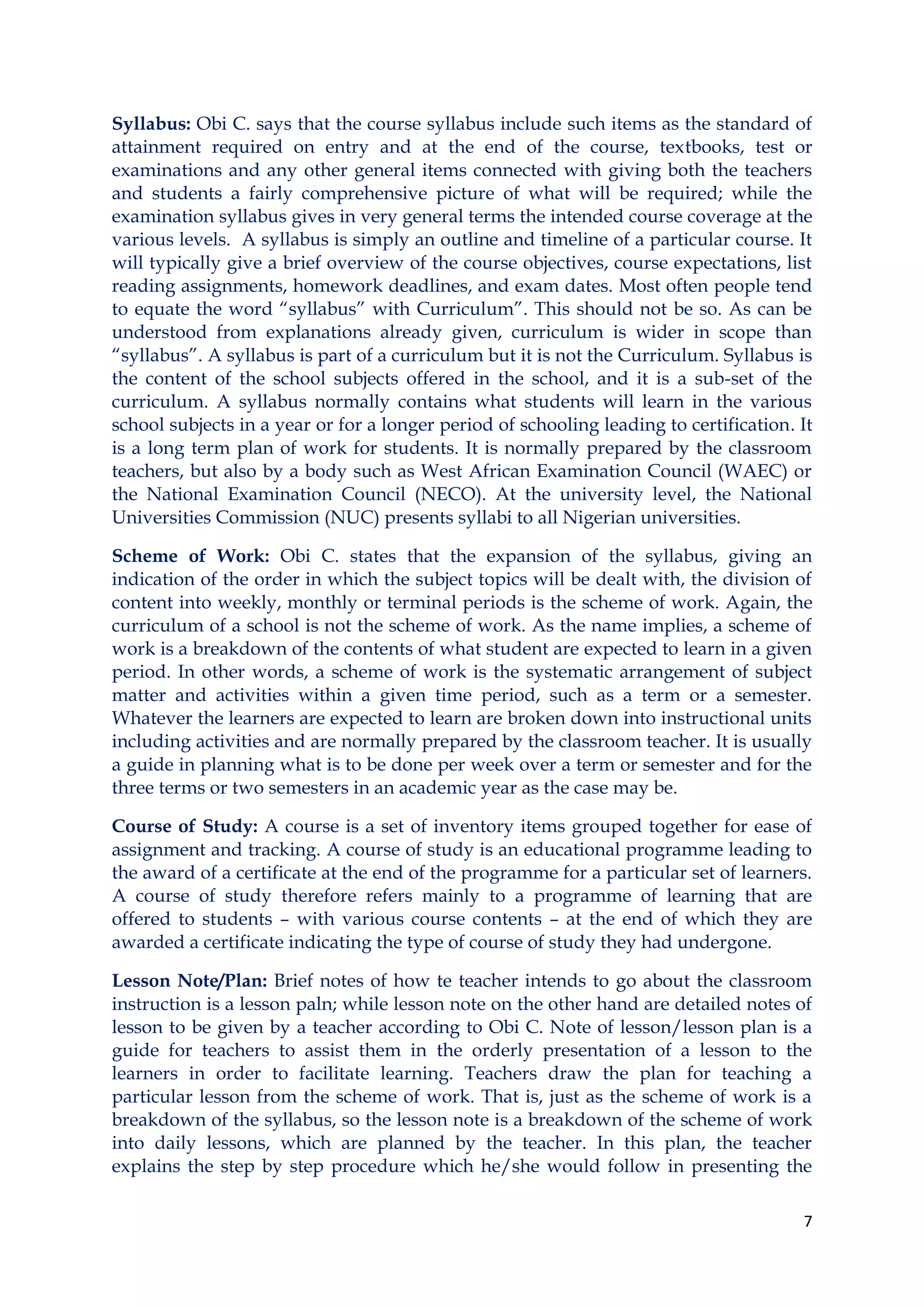 The concept of curriculum | PDF