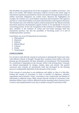 The concept of curriculum | PDF