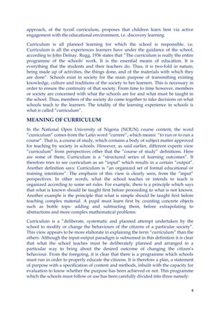 The concept of curriculum | PDF