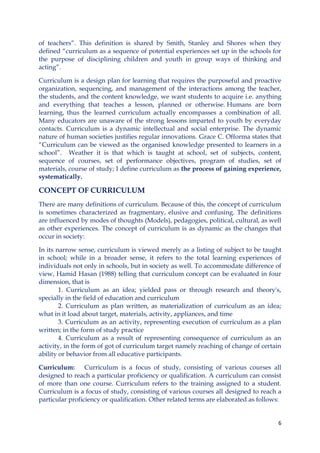 The concept of curriculum | PDF