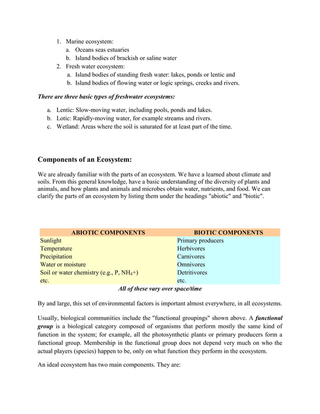 The concept of ecosystem | DOC | Geography | Science