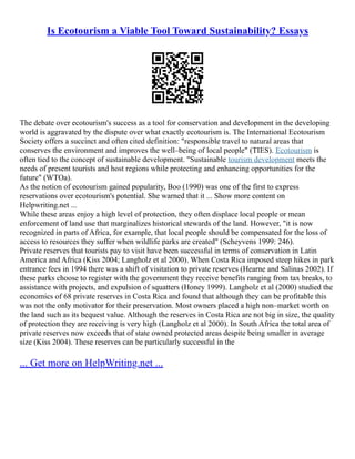 The Concept Of Ecotourism And Its Effects On The Environment | PDF