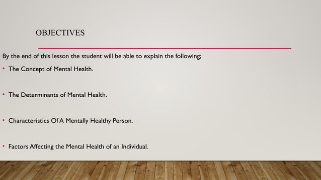 THE CONCEPT OF MENTAL HEALTH. Slides pptx | PPT