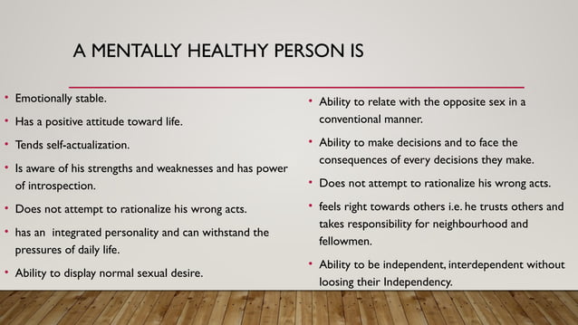 THE CONCEPT OF MENTAL HEALTH. Slides pptx | PPT