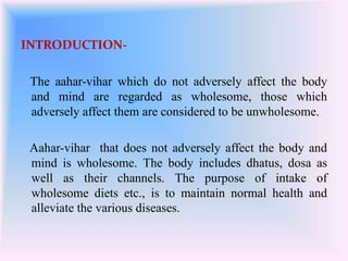 The concept of pathya apathya w.s.r. to charak samhita | PPTX
