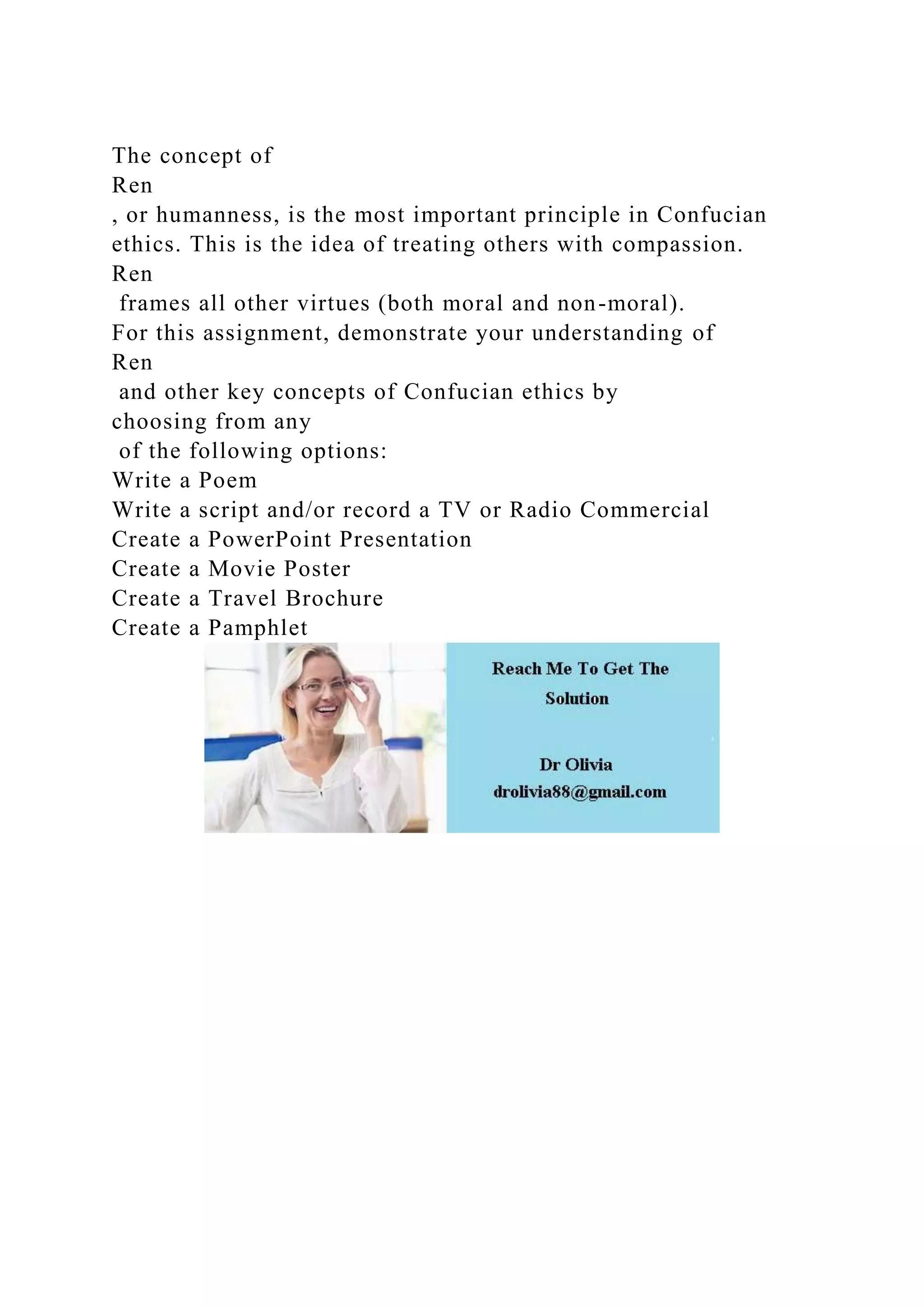 The concept of Ren, or humanness, is the most important principl.docx