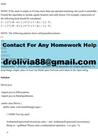 The concept of stack is extremely important in computer science and .pdf