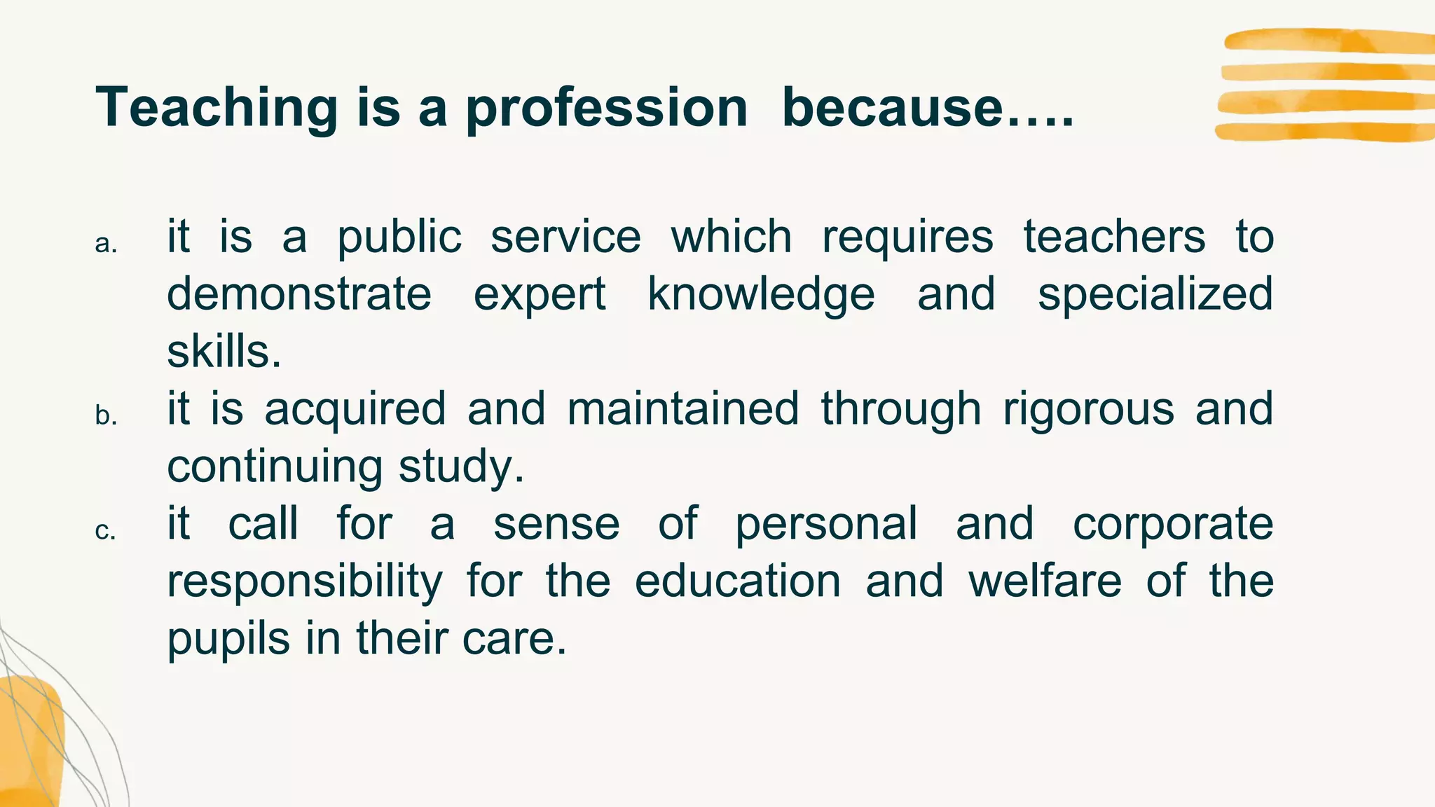 The Concept of Teaching as a Profession.pdf | Professional School ...