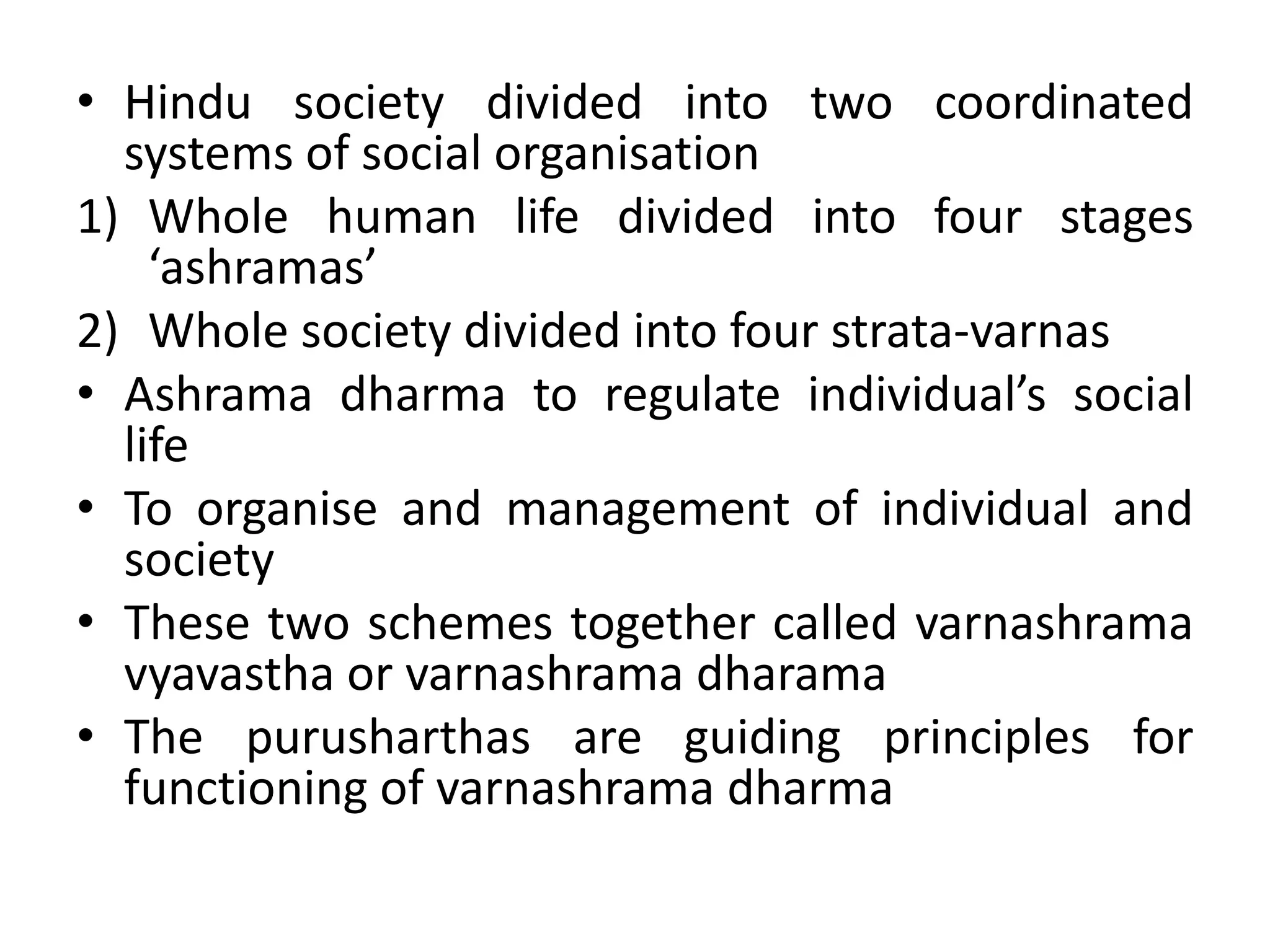 The concept of varnashrama dharma (Sociology) | PPTX