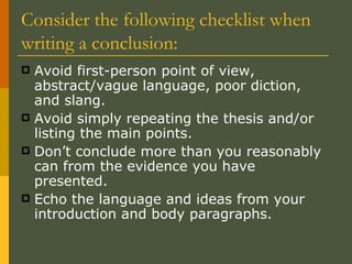 The conclusion paragraph | PPT