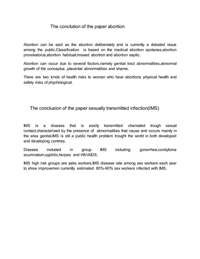 The conclution of the paper abortion AKBID YKN CABANG RAHA | DOCX