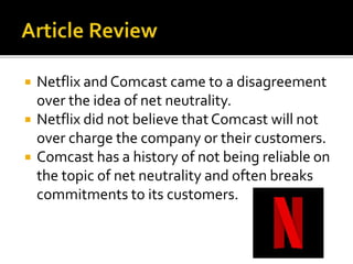 The conflict between netflix and comcast | PPTX | Internet Service ...