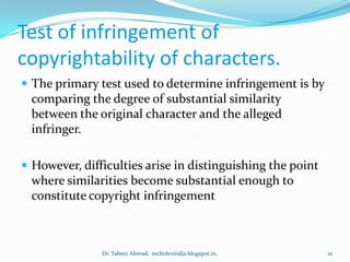 The conflicting interests in copyrightability of fictional characters | PPT