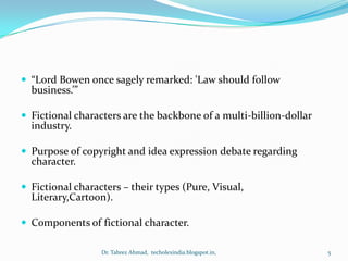 The conflicting interests in copyrightability of fictional characters ...