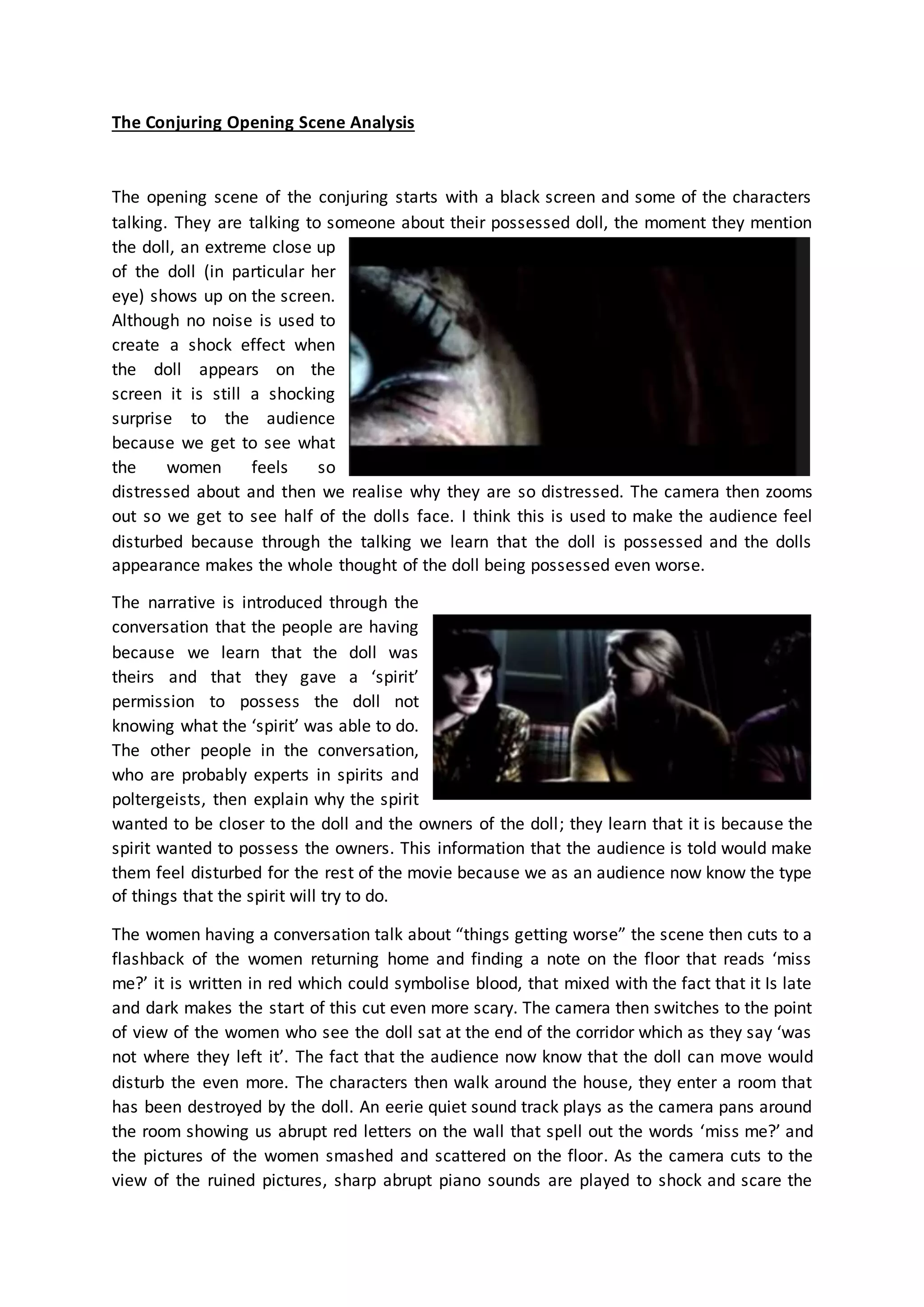 The conjuring opening scene analysis | DOCX