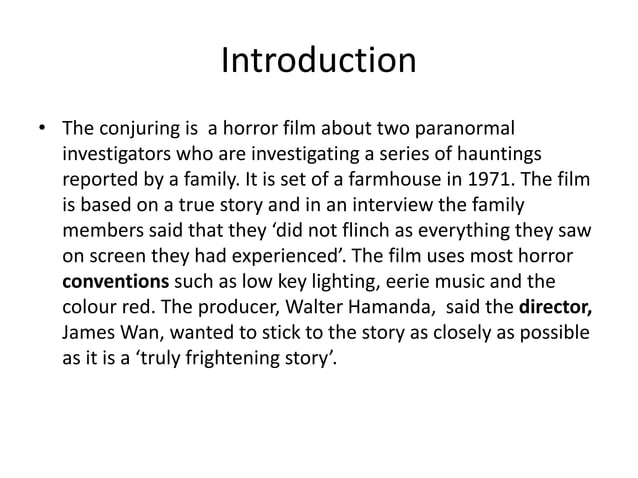 The conjuring opening sequence textual analysis | PPTX