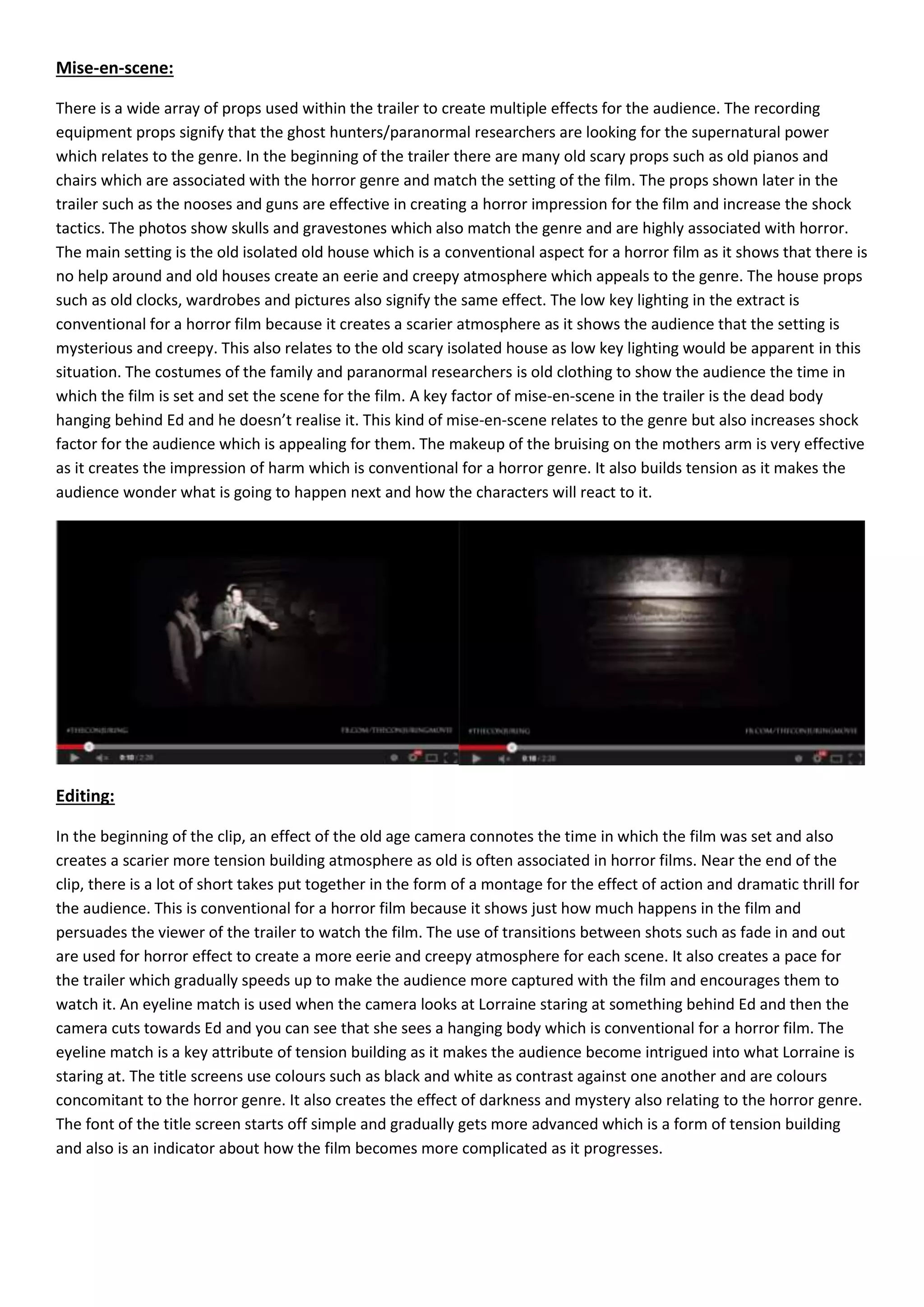 The Conjuring Trailer Analysis 1 | DOCX