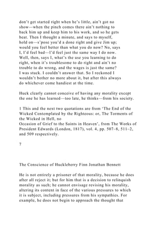 The Conscience of Huckleberry FinnJonathan Bennettfrom.docx ...