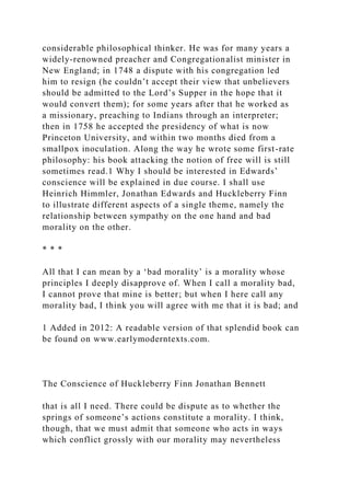 The Conscience of Huckleberry FinnJonathan Bennettfrom.docx