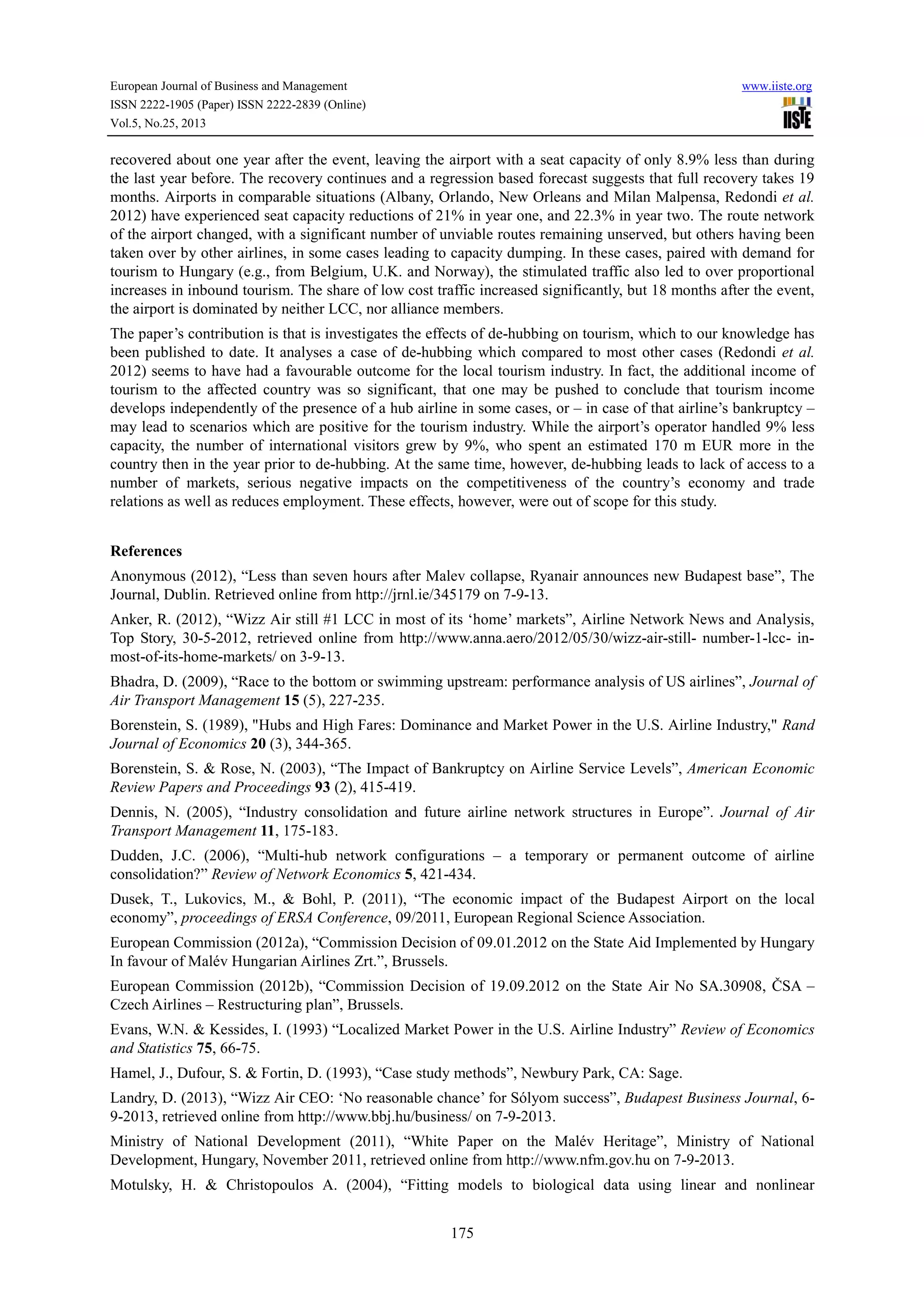 The consequences of de hubbing for airports and tourism - a case study | PDF