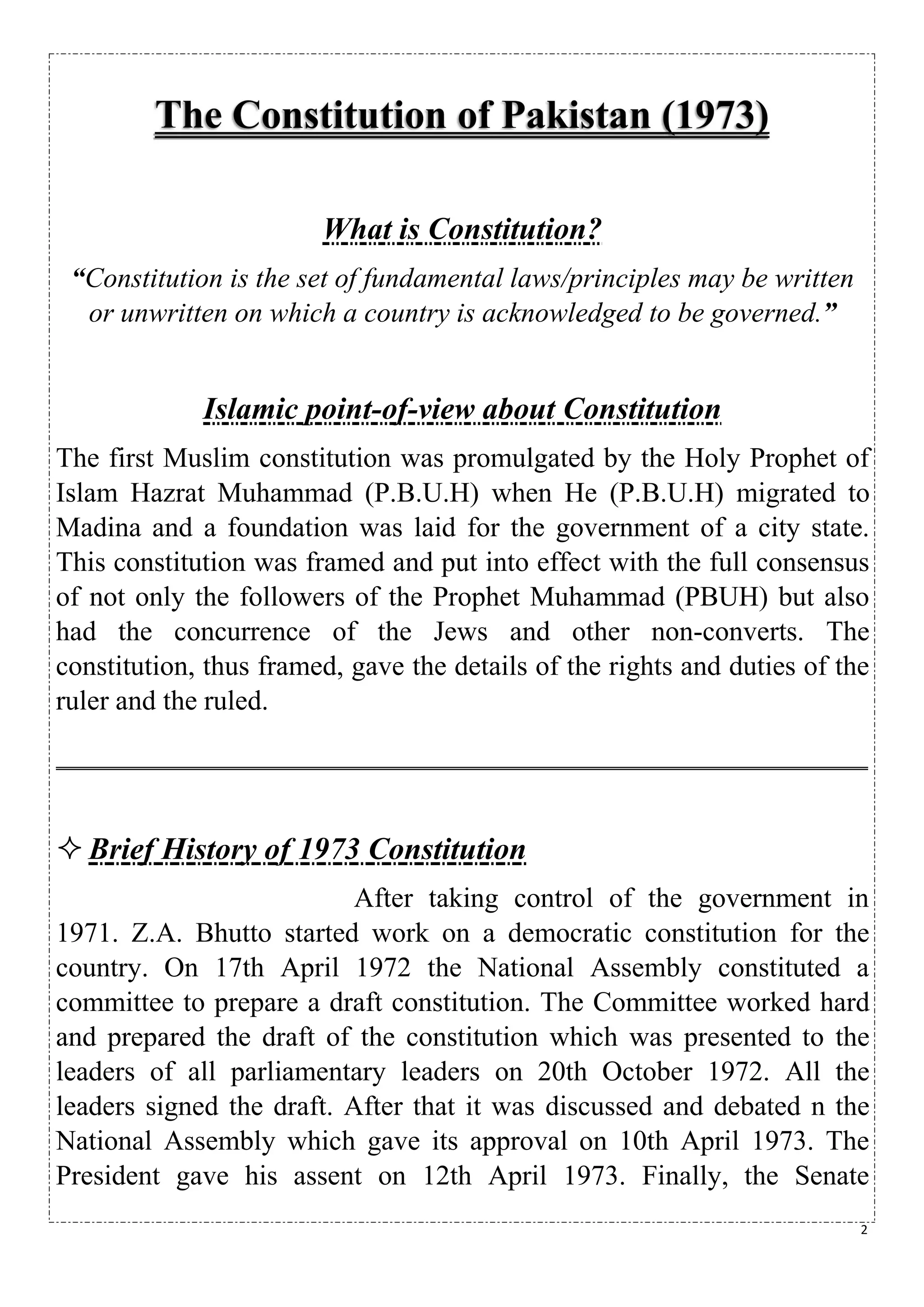 The constitution of pakistan | PDF