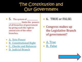 The Constitution Quiz | PPT