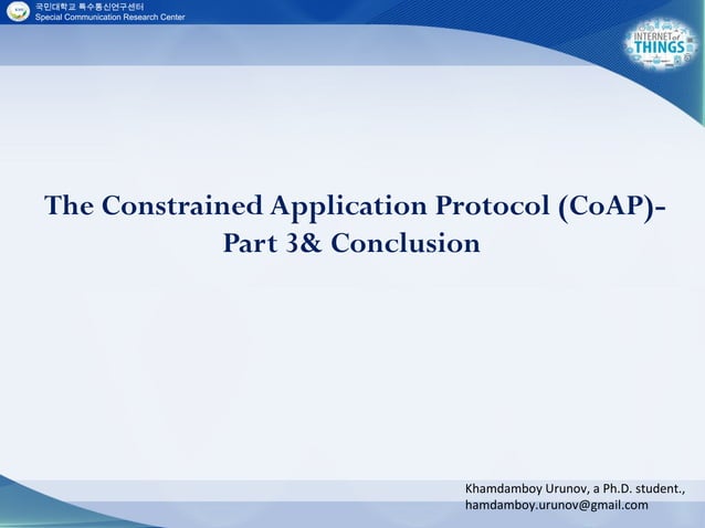 The constrained application protocol (co ap) part 3 | PPT