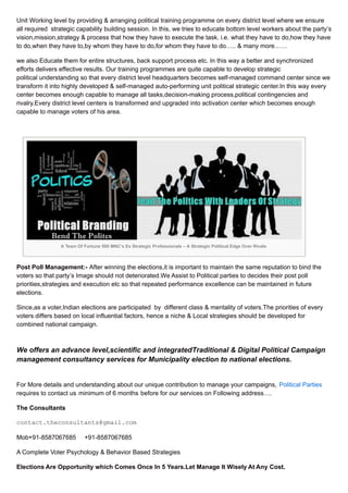 Political Consulting services To Manage Elections | PDF