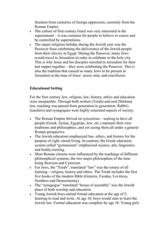 The Context of First Century Palestine | PDF