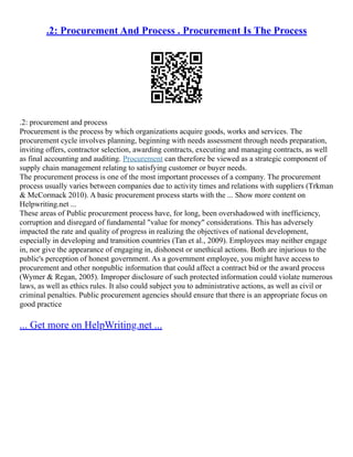 The Contract And Procurement Management Process | PDF