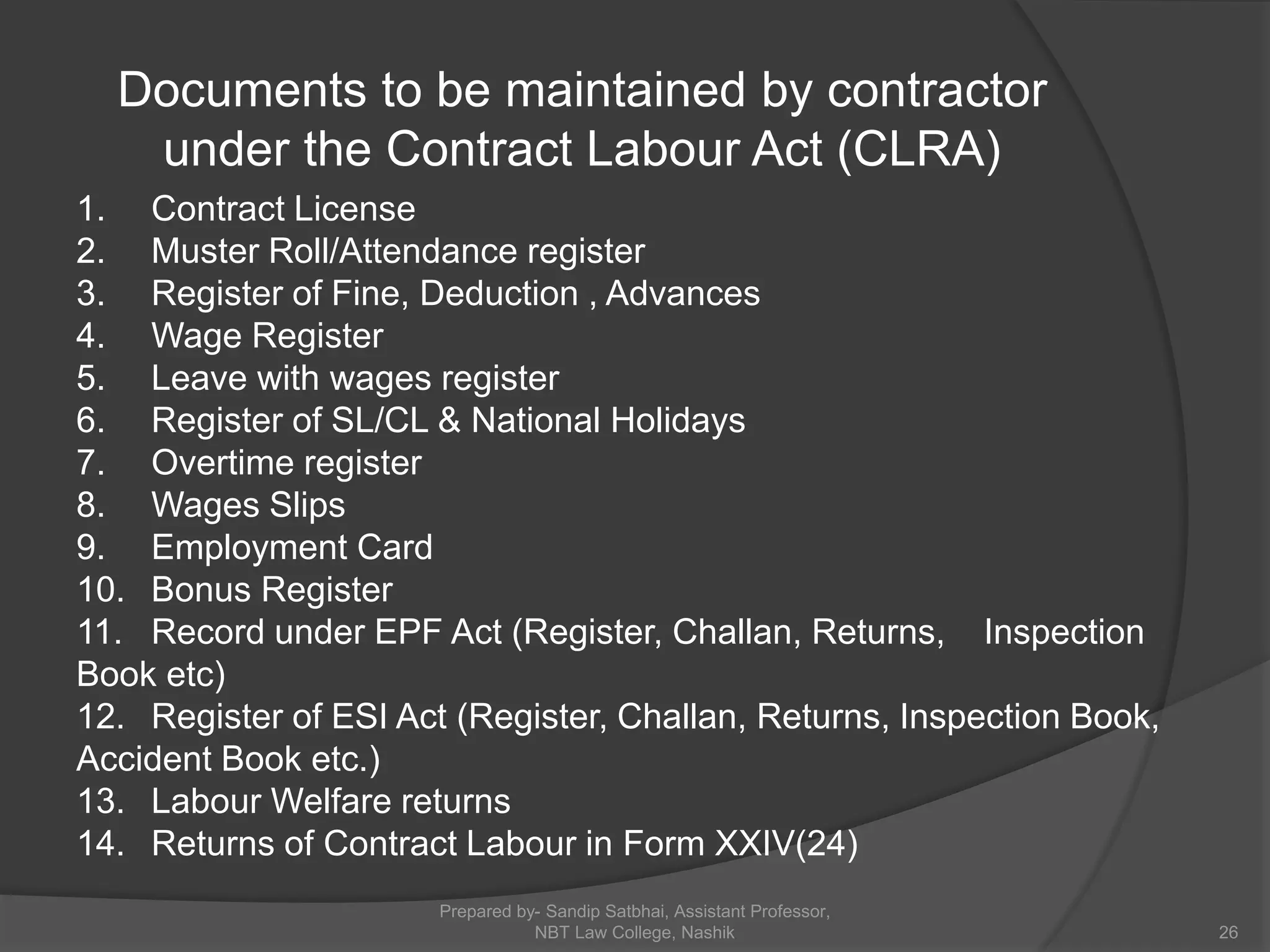 The Contract Labour (Regulation and Abolition) Act-1970 | PPTX