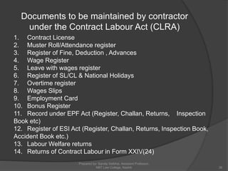 The Contract Labour (Regulation and Abolition) Act-1970 | PPTX
