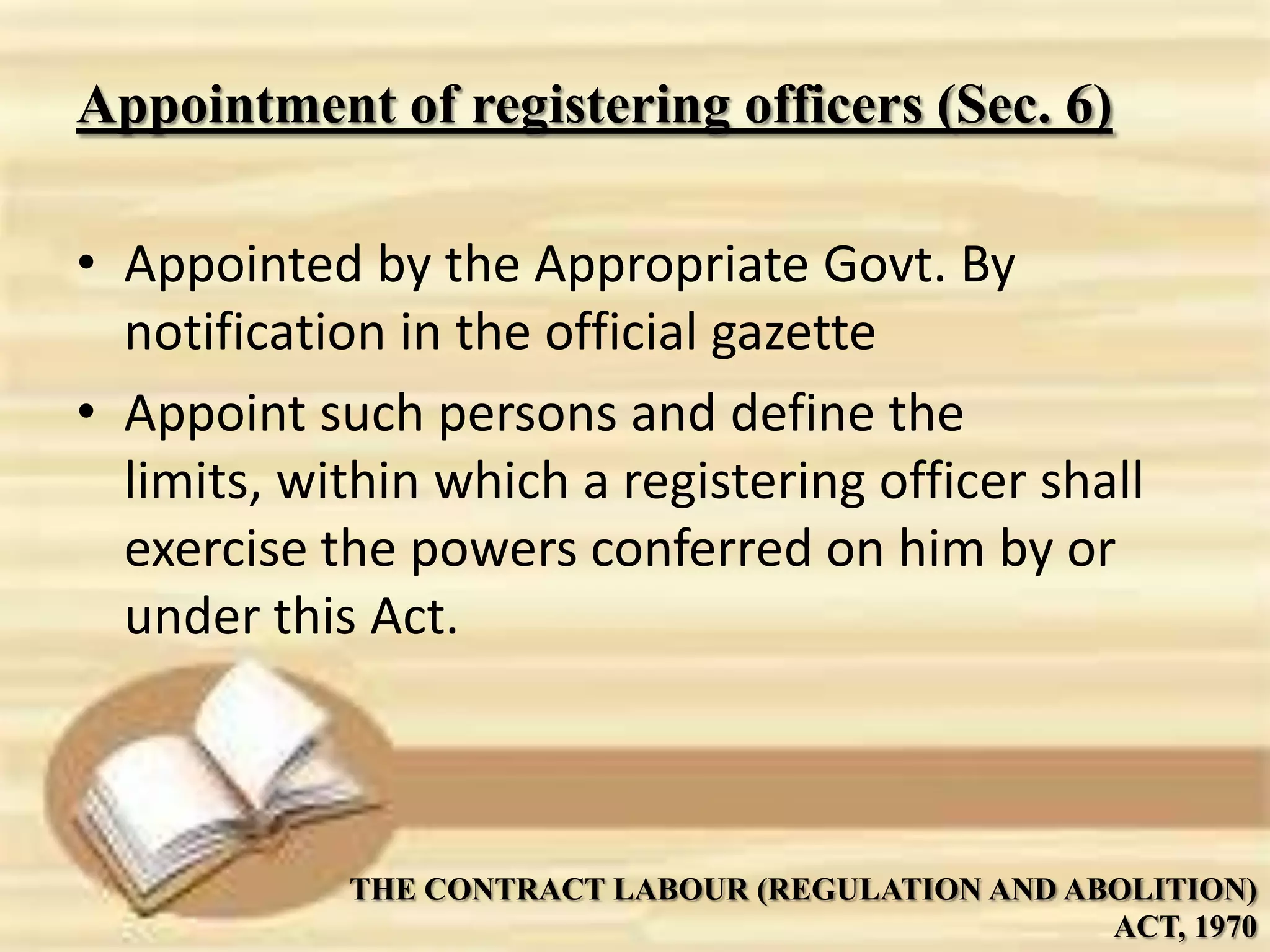 The contract labour (regulation and abolition), 1970 | PPTX