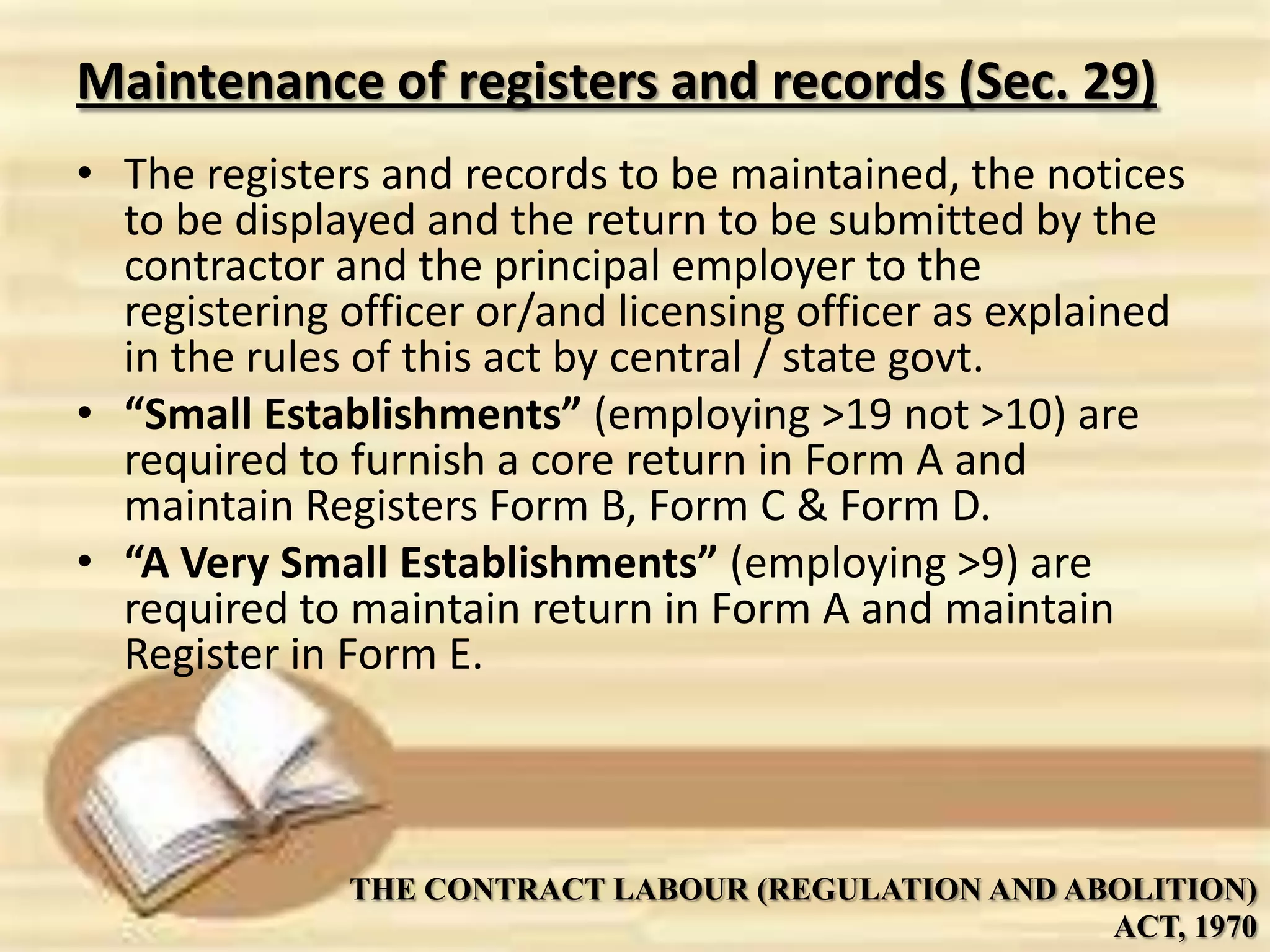 The contract labour (regulation and abolition), 1970 | PPTX