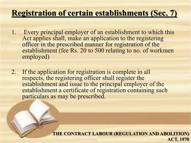 The contract labour (regulation and abolition), 1970 | PPTX | Careers