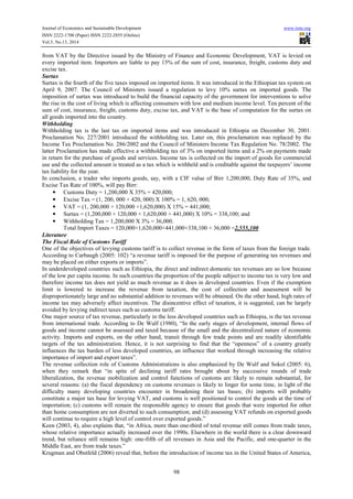 The contribution and trends of tariff revenue in the ethiopian tax structure | PDF