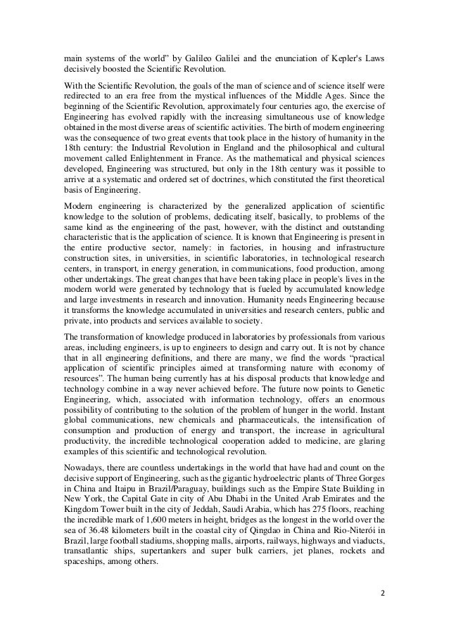 THE CONTRIBUTION OF ENGINEERING TO SCIENTIFIC AND TECHNOLOGICAL ...