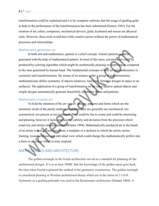 The contribution of mathematics in art and architecture | PDF