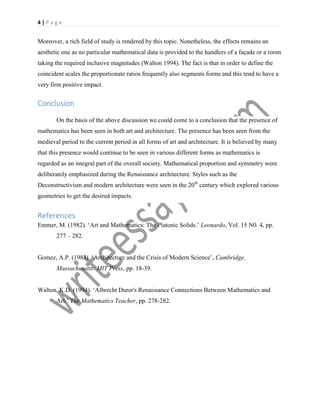 The contribution of mathematics in art and architecture | PDF