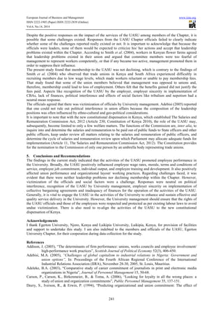 The contribution of trade unions to promotion of employee performance | PDF