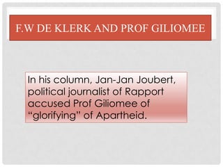 The controversy around apartheid | PPTX