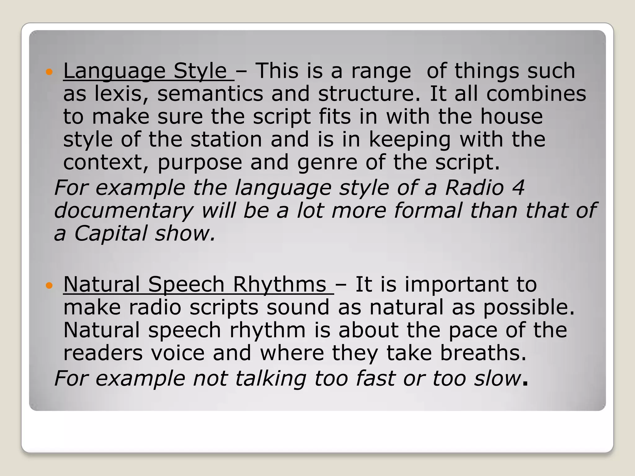 The Conventions of Speech Writing for Radio | PPTX