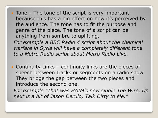 The Conventions of Speech Writing for Radio | PPTX | Musicals | Genres